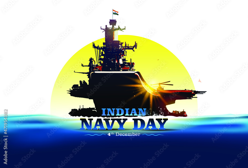 Indian navy day celebration poster, banner design with typography ...