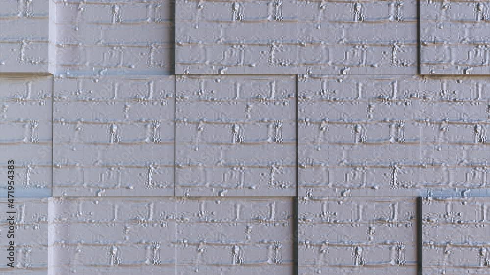 Architectural masonry with 3d render of square cutouts. Fashionable ...