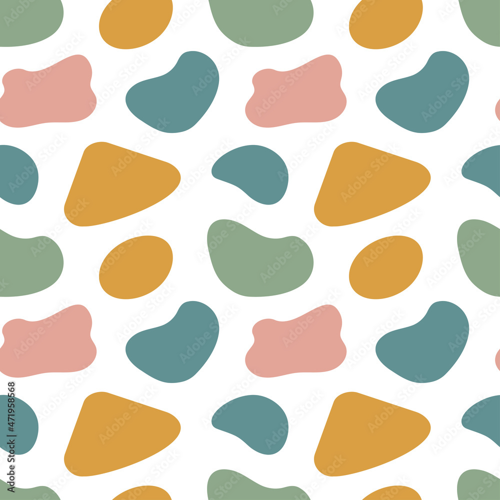 Vetor de Blob shape organic in boho style, vector illustration seamless pattern. Background from ...