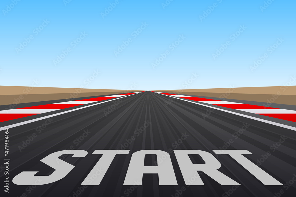 Start line of a racing track, vector illustration of a racing ...
