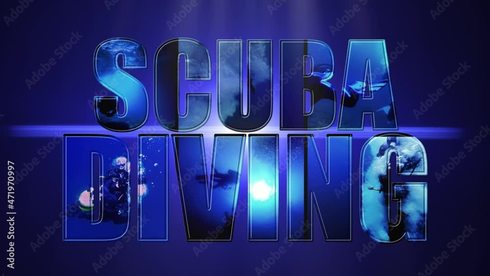 Scuba Diving Video Design - Animated Text On Blue Background. Open ...