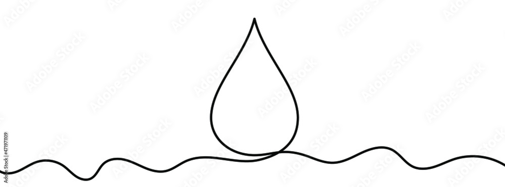 Continuous line drawing of drop. Water drop line icon. One line drawing ...