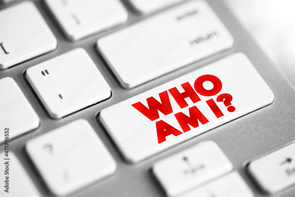 Who Am I Question text button on keyboard, concept background. Stock ...