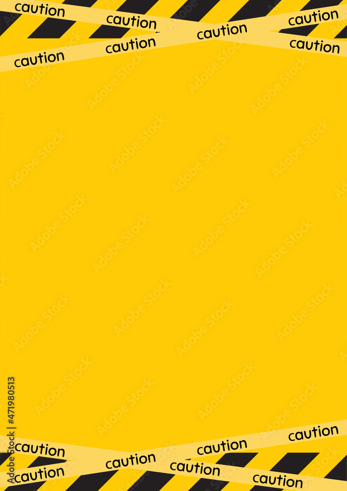 Caution safety banner . Black yellow striped banner wall. Caution ...