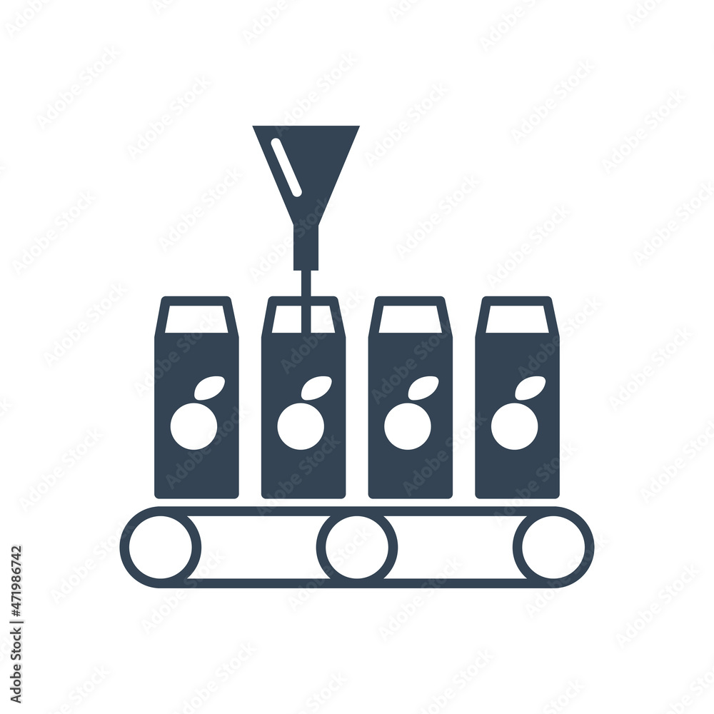 Vector black icon beverages industry, bottling juice, packing Stock ...