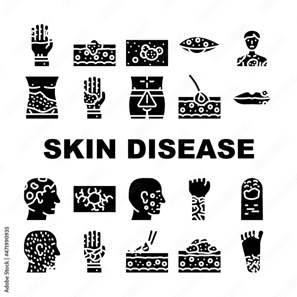 Skin Disease Human Health Problem Icons Set Vector ...