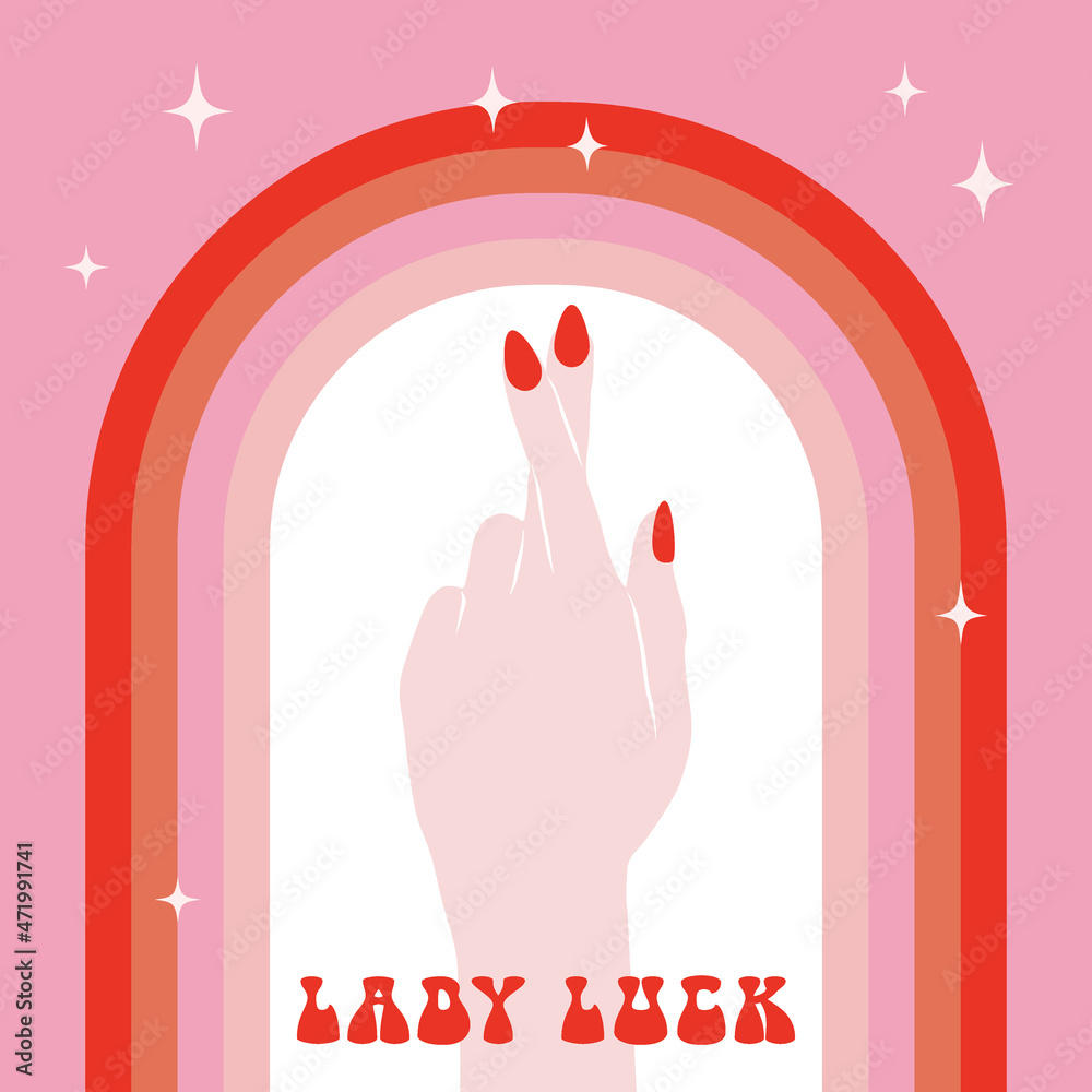 Female hand inspiration gesture goodluck sign vector illustration. Lady ...