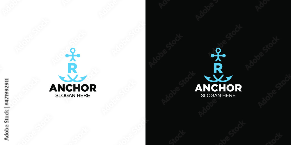 Logo r anchor design Stock Vector | Adobe Stock