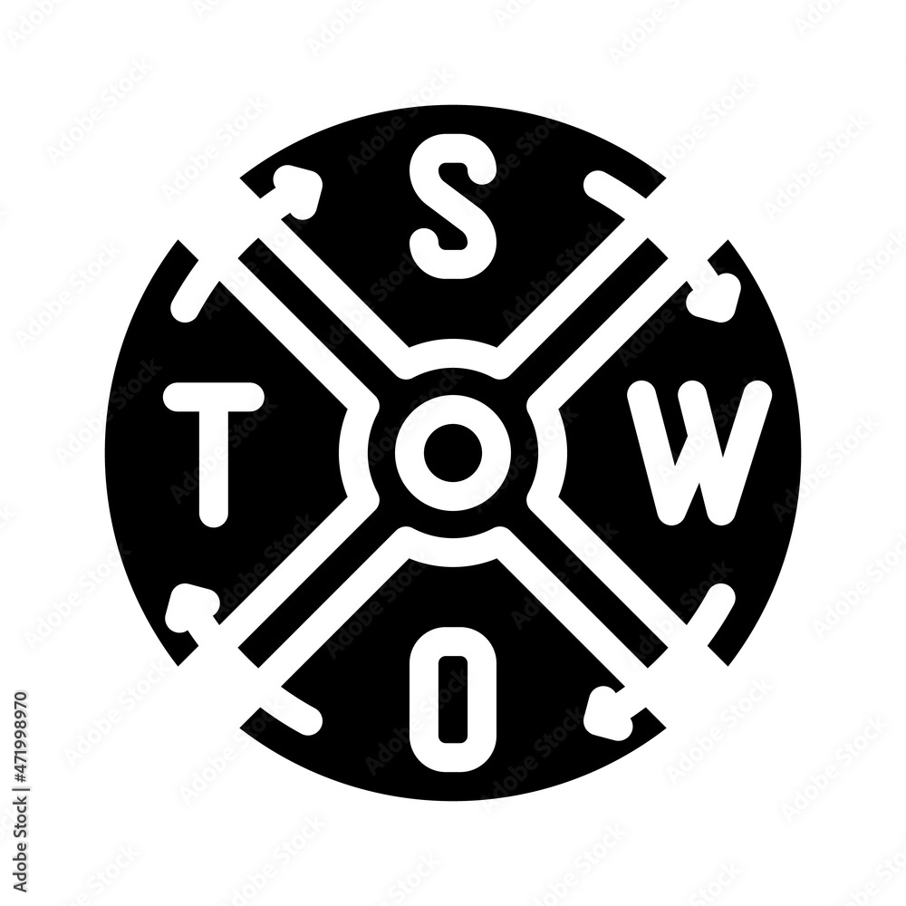 swot analysis glyph icon vector. swot analysis sign. isolated contour ...