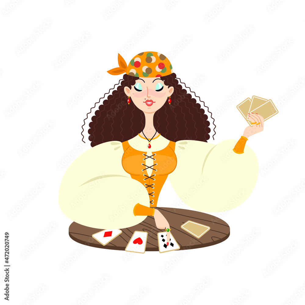 Fortune teller female character. Gypsy oracle. Cartoon illustration of ...