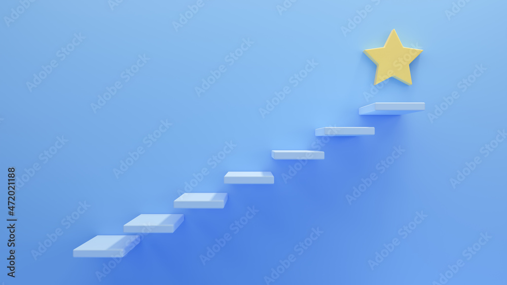 Gold star is the target on top of the staircase, business success ...