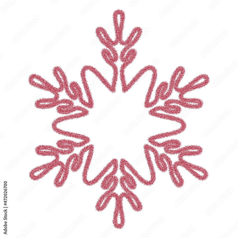 Snowflake. Snowflake made from red tinsel. Festive ornament. Vector ...