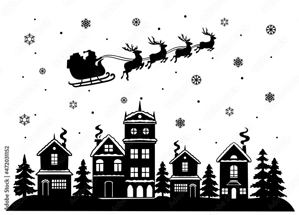 Vetor de Christmas Scene Svg,Christmas Village vector clipart,Santa ...