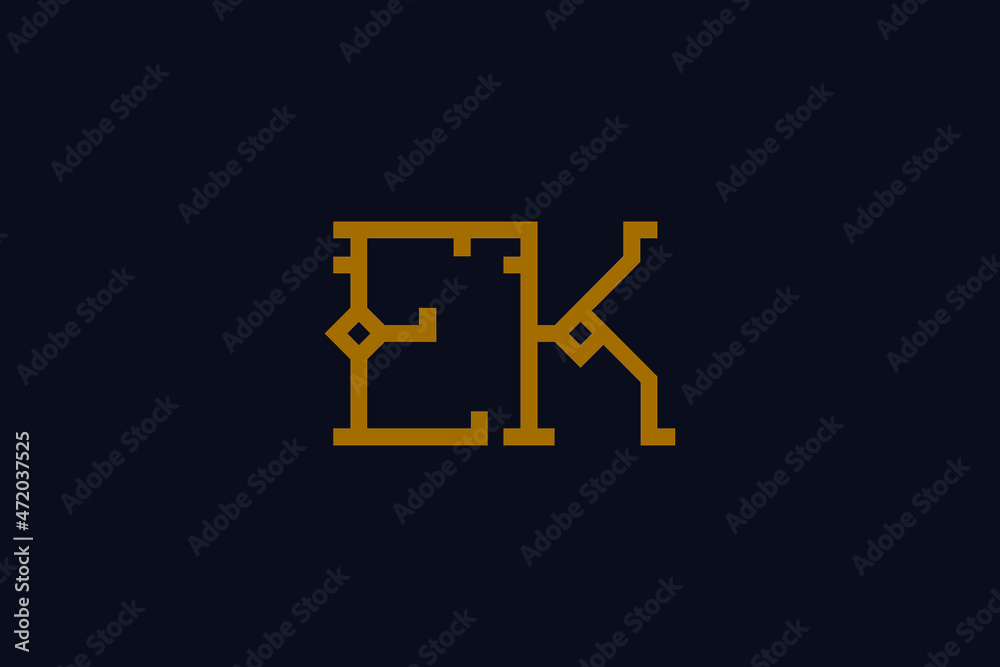 special unique initial EK logo and KE logo design. EK letter minimal ...