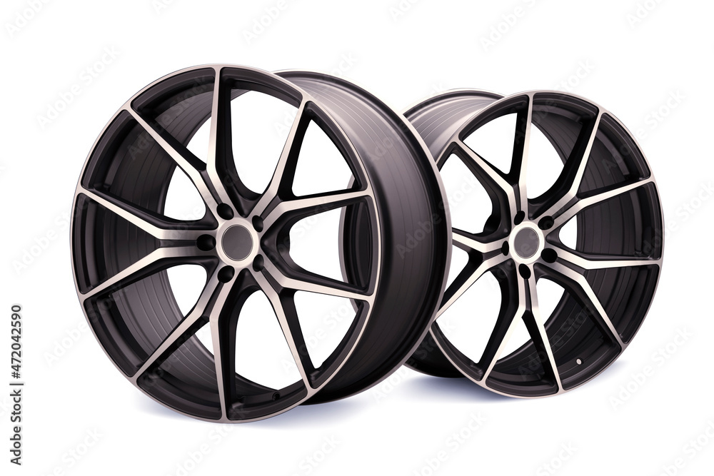 forged new alloy wheels on a white isolated background. cool sports ...