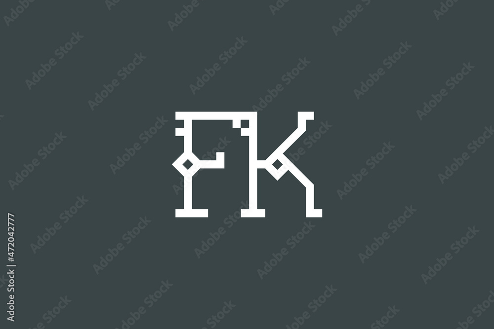 special unique initial FK logo and KF logo design. FK letter minimal ...