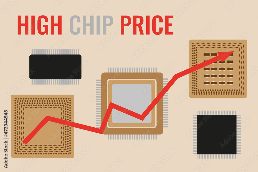 Semiconductor chips price increase graph. Concept of a shortage of ...
