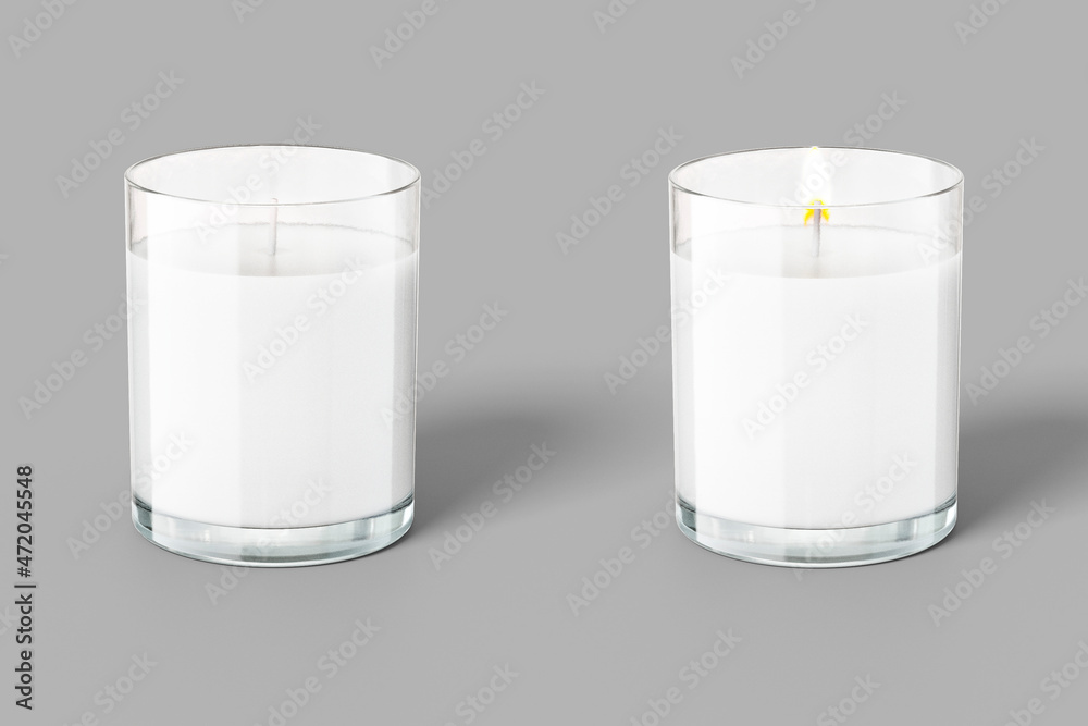 Blank scented Candle with glass jar mockup template isolated over ...