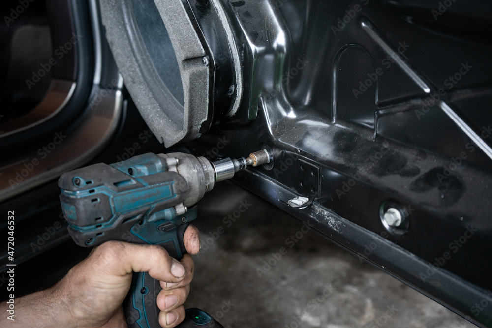 Parsing the car door check and repair electricians Stock Photo | Adobe ...