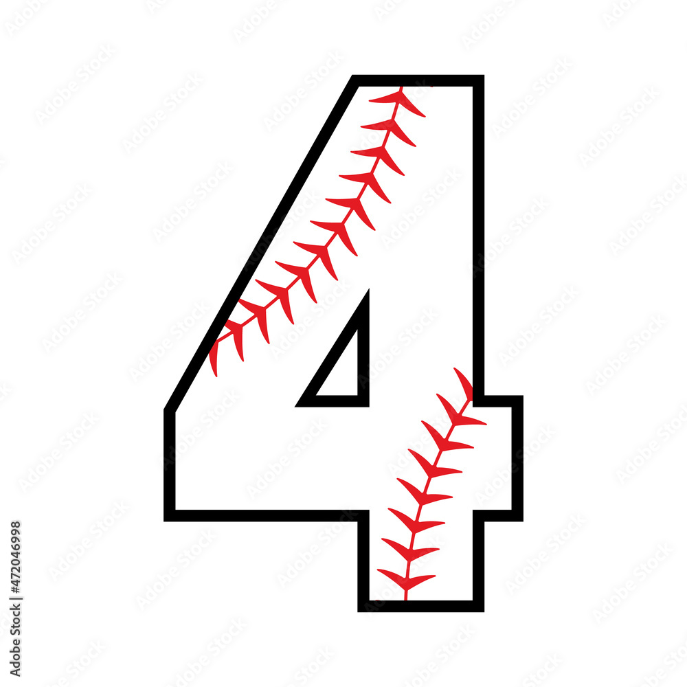 Baseball number 4 icon. Clipart image isolated on white background ...