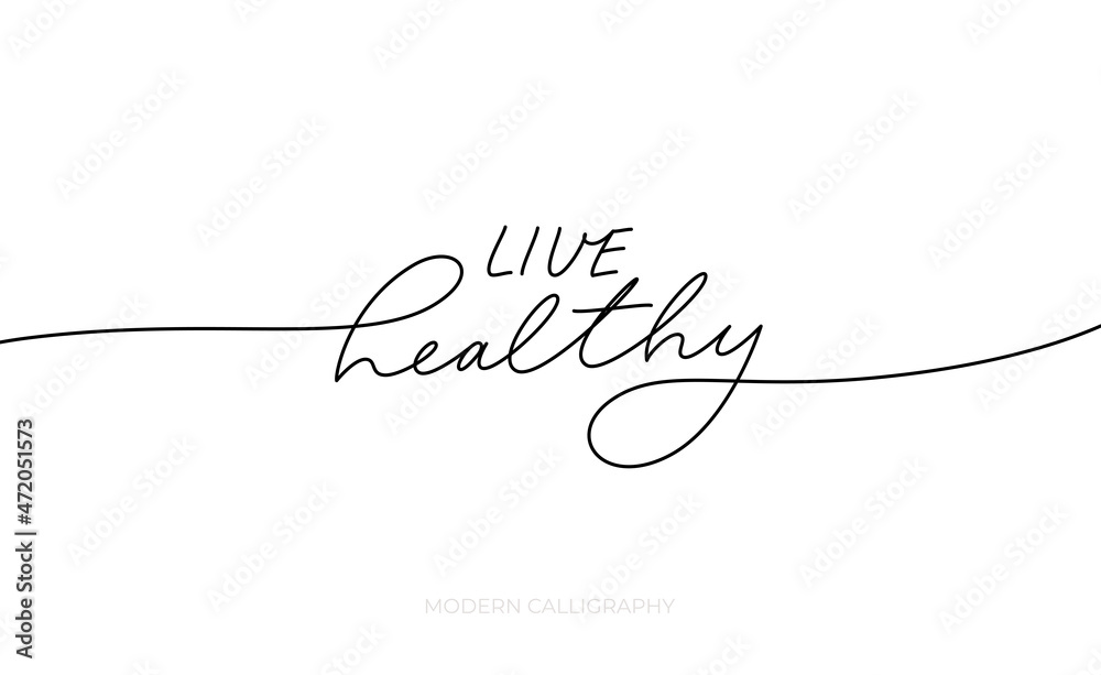 Live healthy vector lettering with swashes. Healthy lifestyle concept ...