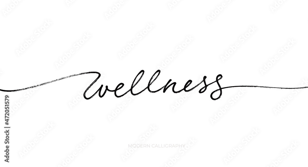 Wellness typography banner. Vector monoline calligraphy with swashes ...