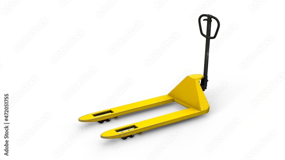 Pallet jack isolated on infinite white background 3D computer generated ...