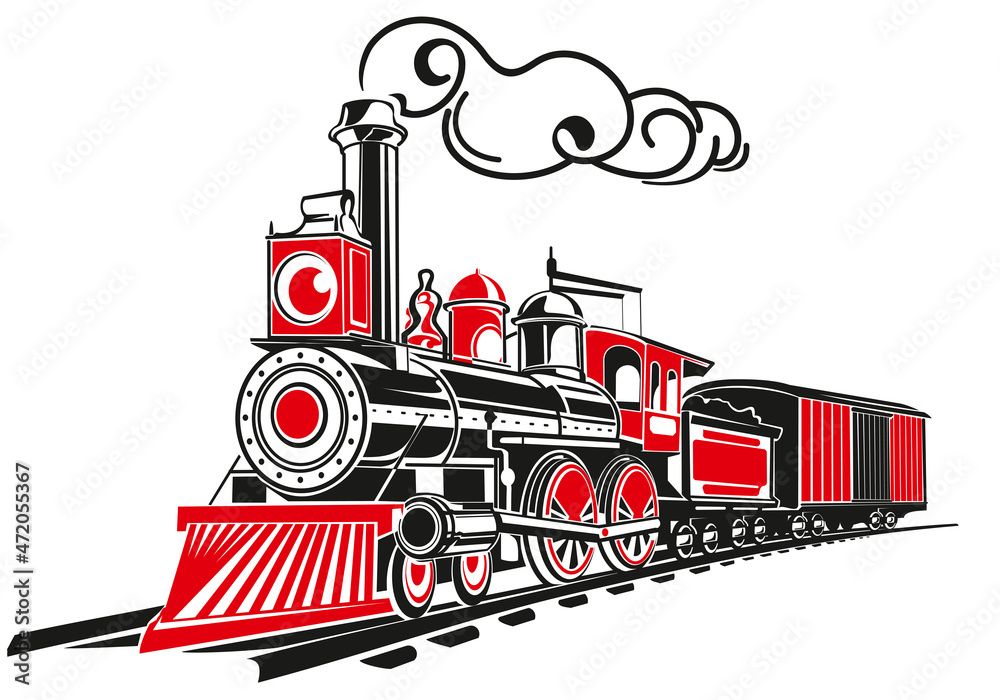 Poster Old steam locomotive and train – Wall Art | UkPosters