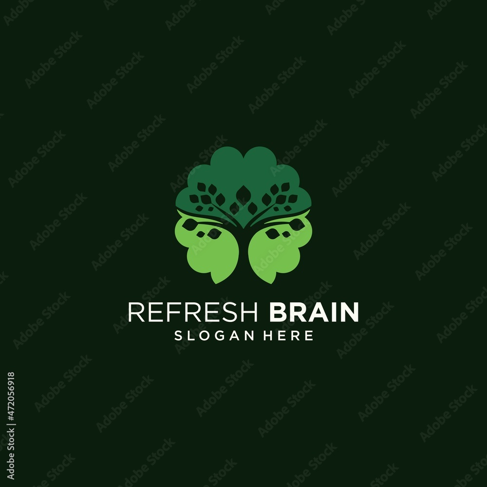 Brain logo combination with leaves brain refresher brain refresh logo ...