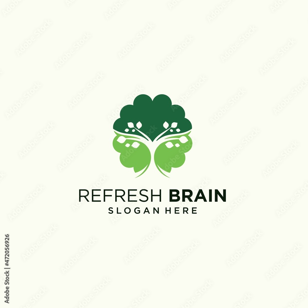 Brain logo combination with leaves brain refresher brain refresh logo ...