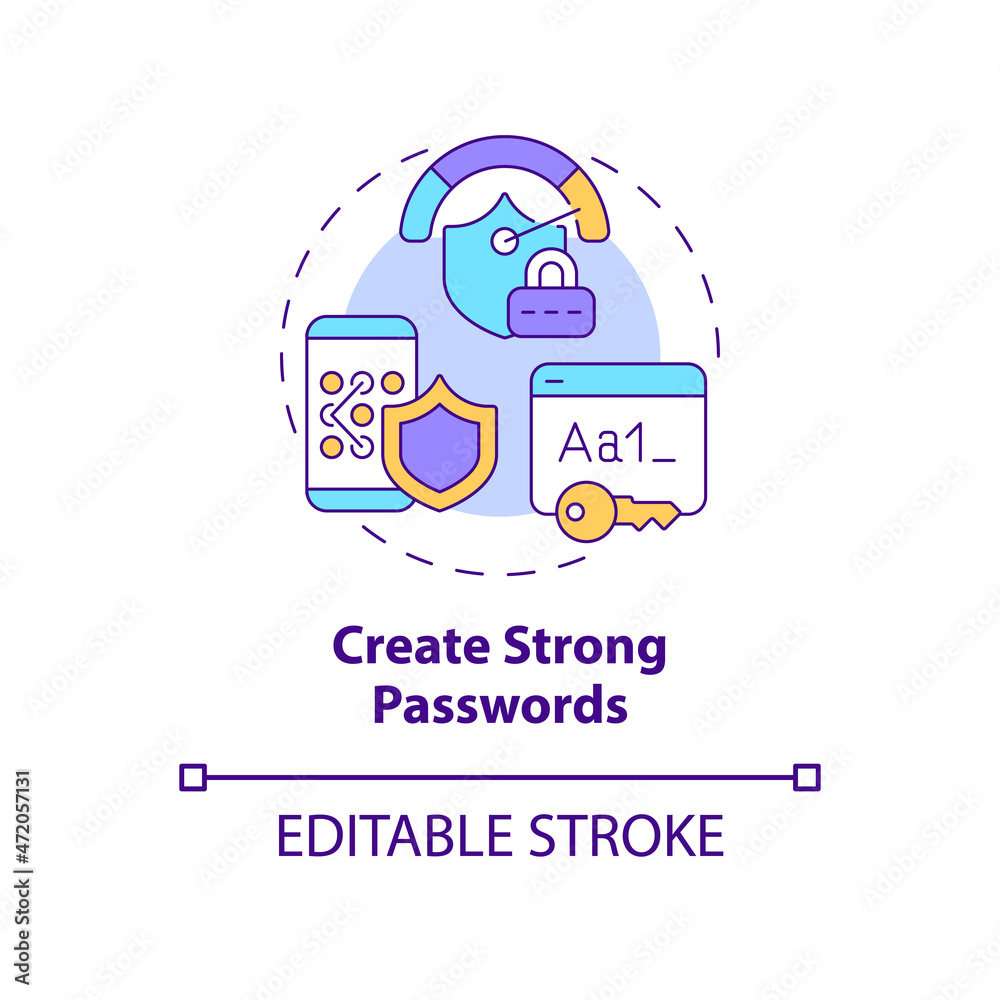 Strong password creation concept icon. Keeping protected apps accepts ...