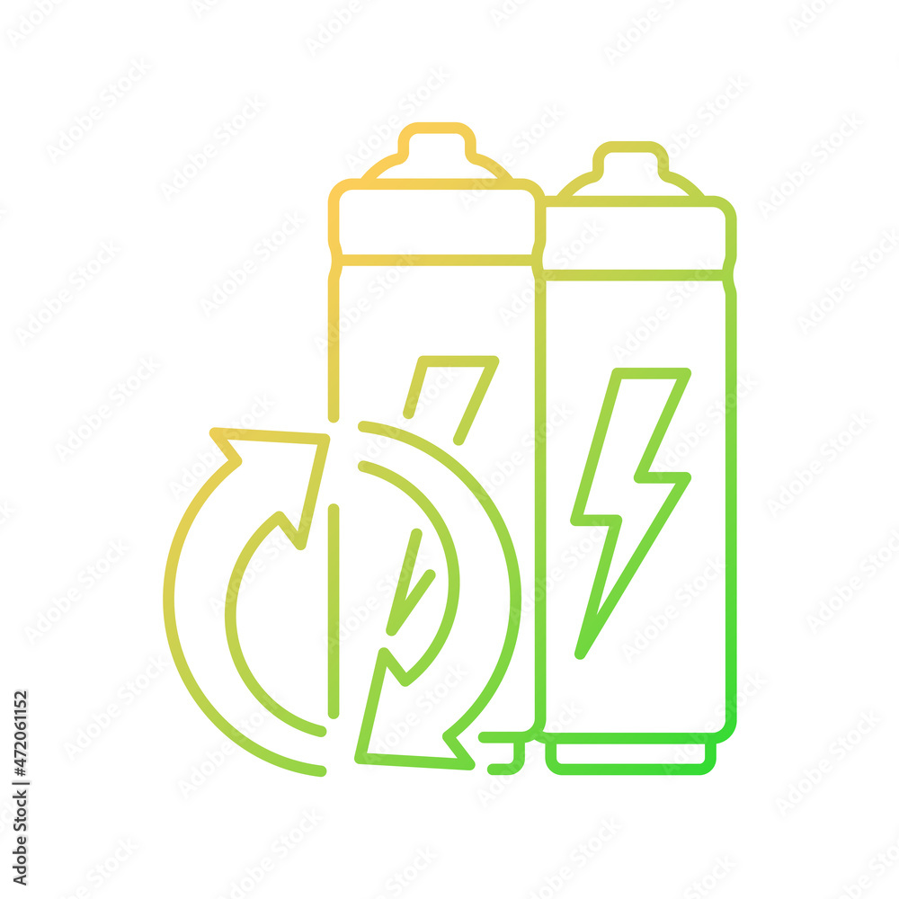 Lithium-ion battery recycling gradient linear vector icon. Electronic ...