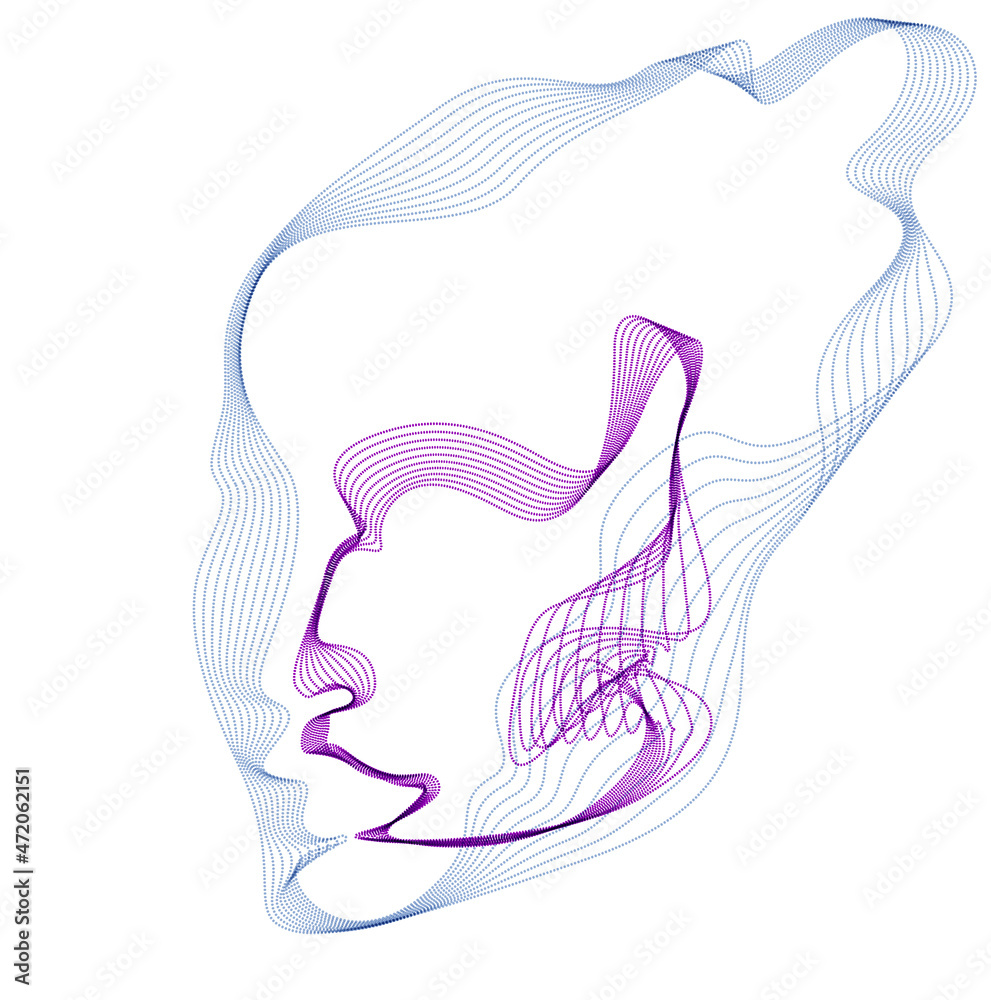 Beautiful vector human face portrait, artistic illustration of man head ...