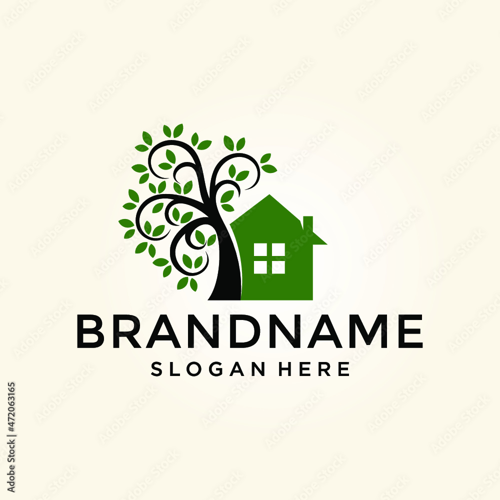 logo, home, tree, icon, symbol, vector, template, house, illustration ...
