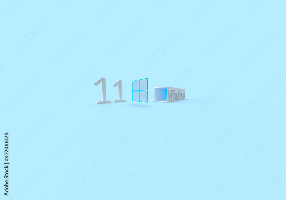 The new Microsoft windows 11 logo is out of the box. Glowing, glass ...