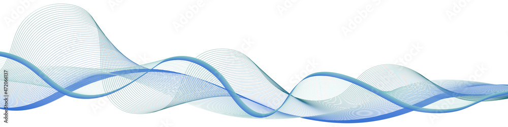 Blue wave swirl swoosh. Flowing sea water; air wind dynamic movement, undulate curve lines ...