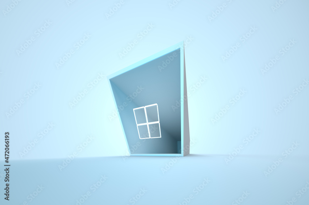 The new Microsoft windows 11 logo is out of the box. Glowing, glass ...