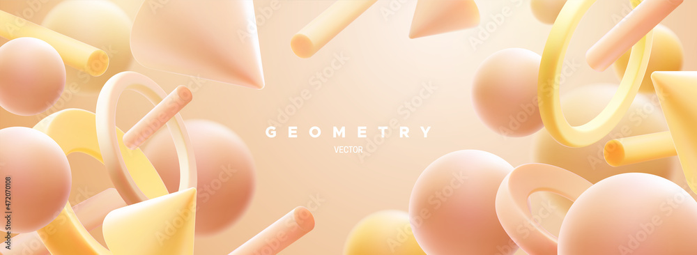Geometric yellow and orange pastel shapes cluster. Abstract elegant ...