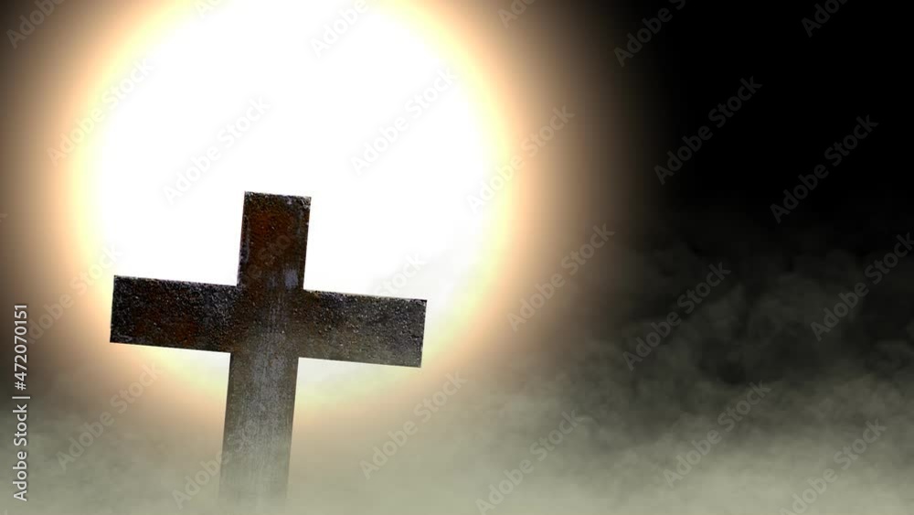 Backlit cross in the ground fog Stock Video | Adobe Stock