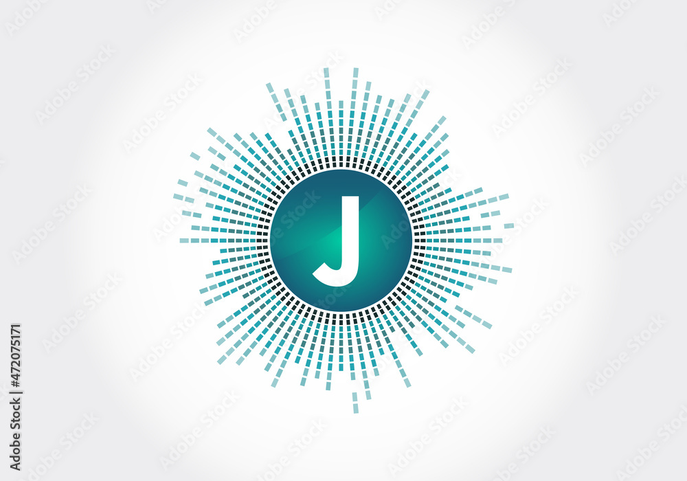 Initial J Letter alphabet with musical sound logo. Lifting vector logo ...