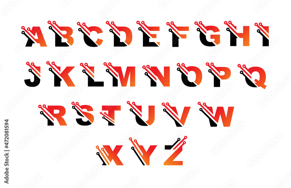 Circuit technology alphabet concept design Stock Vector | Adobe Stock