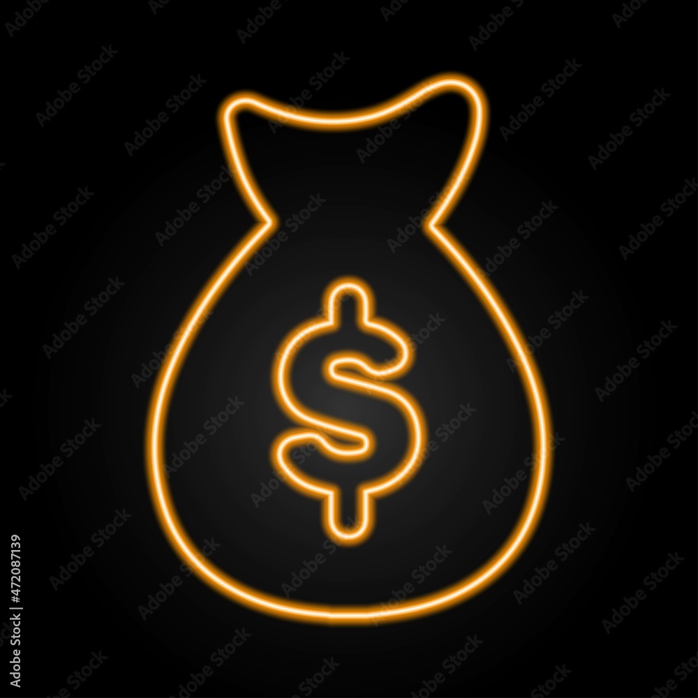 money bag neon sign, modern glowing banner design, colorful modern ...