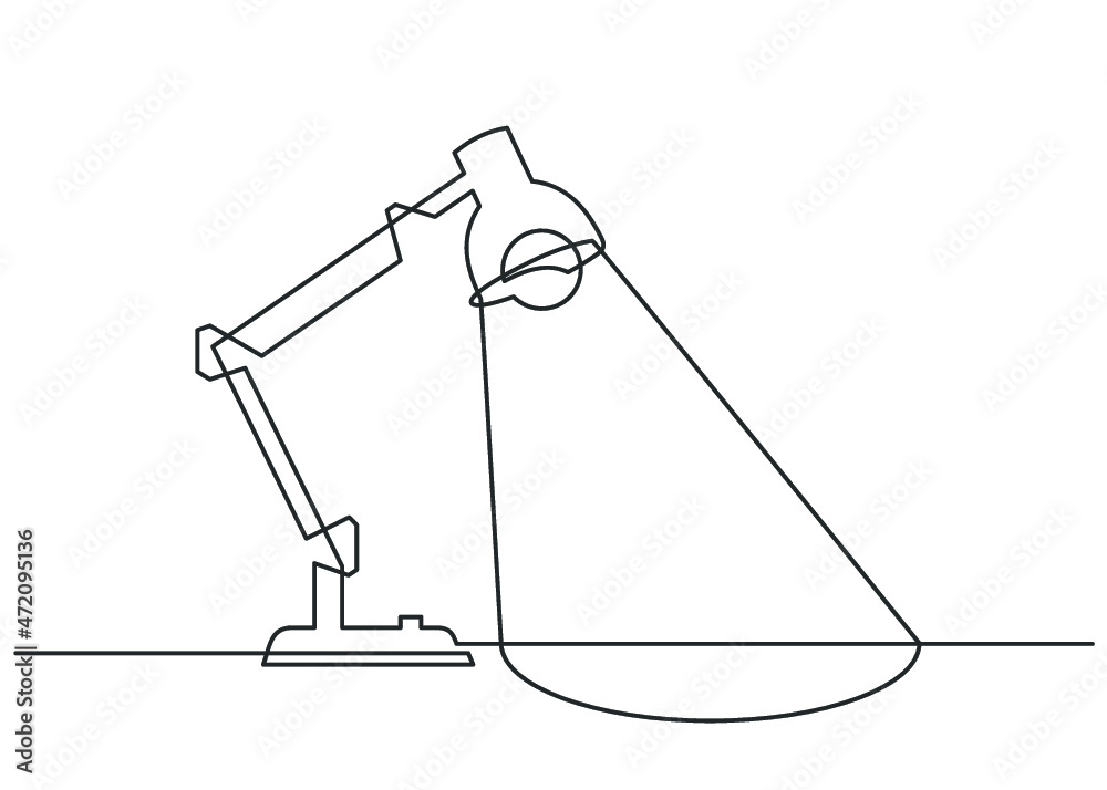 Continuous one line drawing of lamp on the table. Vector illustration ...