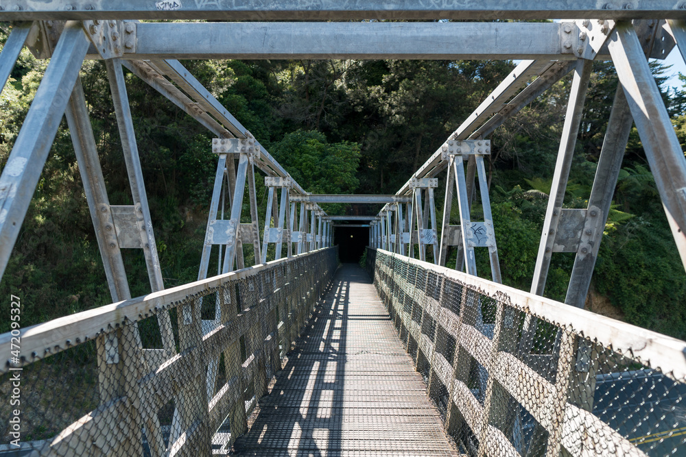 Former railway bridge at Karangahake Gorge at New Zealand Stock Photo ...