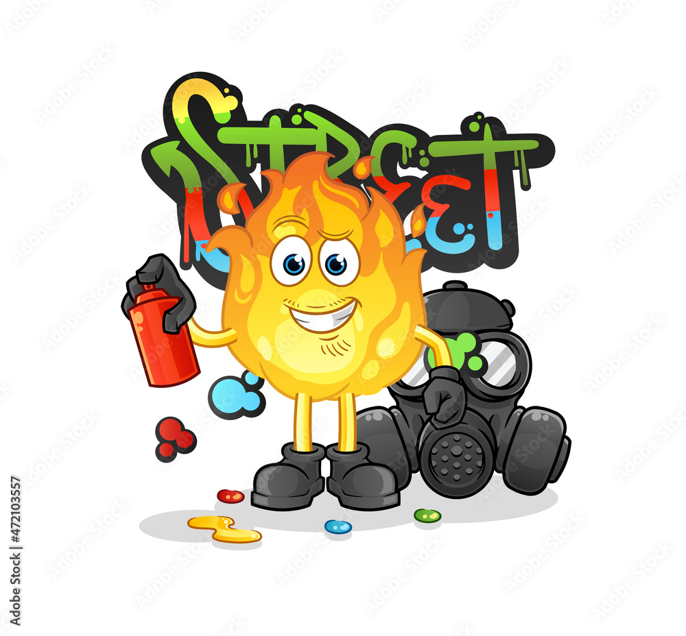 fire graffiti artist vector. cartoon character Stock Vector | Adobe Stock