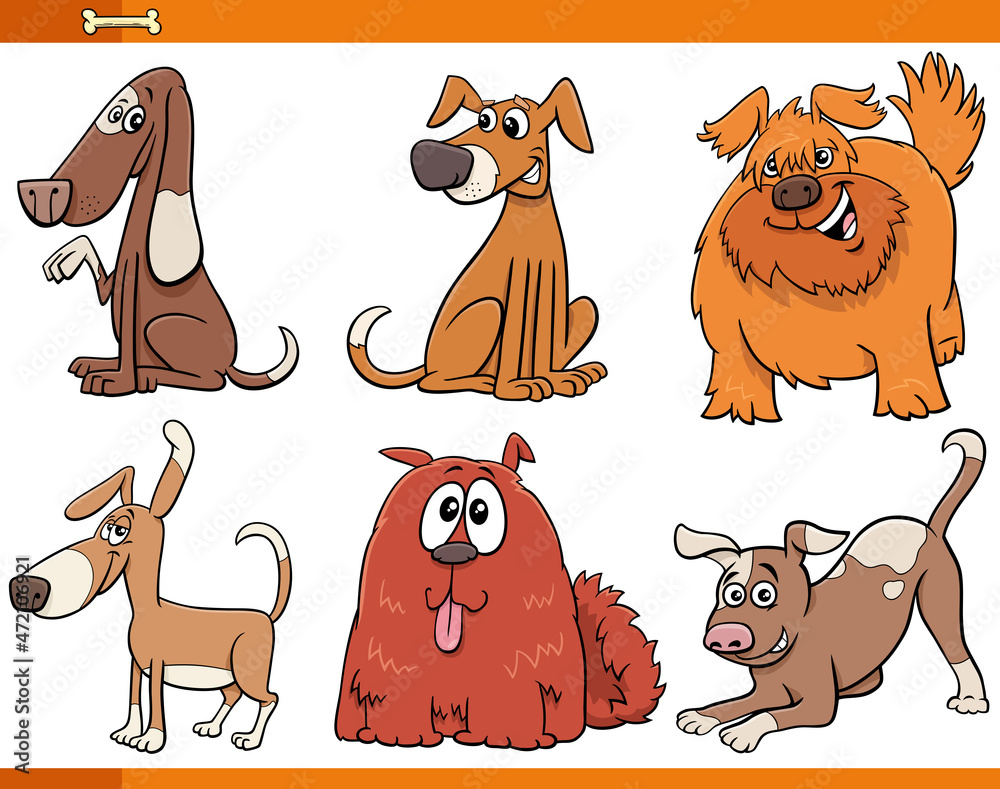 cartoon dogs and puppies animal comic characters set Stock Vector ...