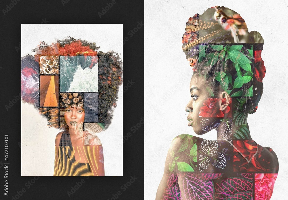 Double Exposure Collage Photo Effect Mockup Stock Template | Adobe Stock