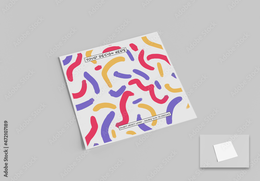 Mockup of a Square Card Stock Template | Adobe Stock