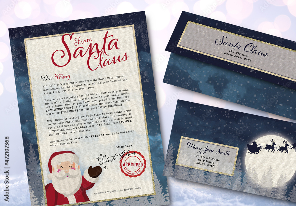 Santa Claus Kids Letter Layout Stock Template | Adobe Stock