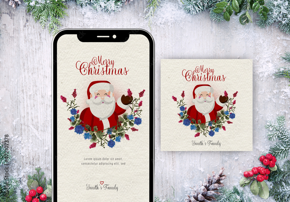 Social Media Santa Set Stock Template | Adobe Stock